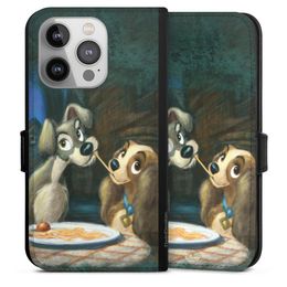 DeinDesign iPhone 14 Pro Handy Klapph&uuml;lle Handyh&uuml;lle aus Kunst Leder schwarz Flip Case Lady And The Tramp Disney Official Licensed Product Sideflip mit langer 