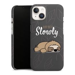 DeinDesign iPhone 14 Handy Premium Case Smartphone Handyh&uuml;lle Schutzh&uuml;lle matt Sloth Lazy Sunday Sayings Premium Case