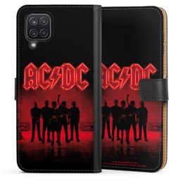 DeinDesign Galaxy A12 Handy Klapph&uuml;lle Handyh&uuml;lle aus Kunst Leder schwarz Flip Case Band Acdc Official Licensed Product Sideflip mit langer Lasche