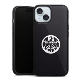 DeinDesign iPhone 15 Handy Gallery Case Handyh&uuml;lle 9H Geh&auml;rtetes Glas R&uuml;ckseite H&uuml;lle Logo Eintracht Frankfurt Eagle Gallery Case