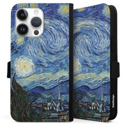 DeinDesign iPhone 14 Pro Max Handy Klapph&uuml;lle Handyh&uuml;lle aus Kunst Leder schwarz Flip Case The Starry Night Kunst Sideflip mit Lasche