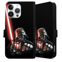DeinDesign iPhone 14 Pro Max Handy Klapph&uuml;lle Handyh&uuml;lle aus Kunst Leder schwarz Flip Case Merchandise Darth Vader Star Wars Sideflip mit Lasche