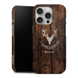 DeinDesign iPhone 16 Pro Handy Premium Case Smartphone Handyh&uuml;lle Schutzh&uuml;lle matt Wooden Look Deer Wood Premium Case
