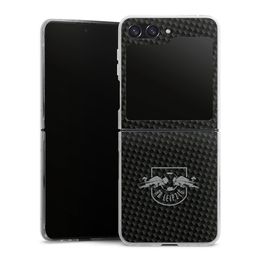 DeinDesign Galaxy Z Flip 5 Handy Hard Case Schutzh&uuml;lle transparent Smartphone Handy H&uuml;lle Rb Leipzig Carbon Metallic Look Hard Case