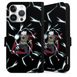DeinDesign iPhone 14 Pro Max Handy Klapph&uuml;lle Handyh&uuml;lle aus Kunst Leder schwarz Flip Case Naruto Shippuden Official Licensed Product Kakashi Sideflip mit Lasche