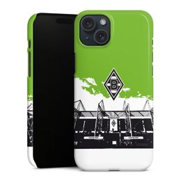 DeinDesign iPhone 15 Plus Handy Premium Case Smartphone Handyh&uuml;lle Schutzh&uuml;lle gl&auml;nzend Merchandise Borussia M&ouml;nchengladbach Stadium Premium Case