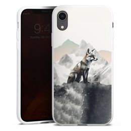 DeinDesign iPhone Xr Handy Silikon H&uuml;lle Case wei&szlig; Handyh&uuml;lle Nature Mountain Fox Silikon Case
