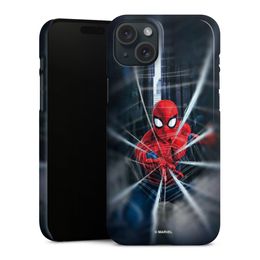 DeinDesign iPhone 15 Plus Handy Premium Case Smartphone Handyh&uuml;lle Schutzh&uuml;lle gl&auml;nzend Kinofilm Marvel Spiderman Premium Case
