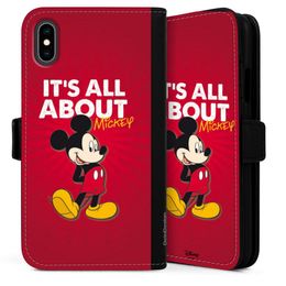 DeinDesign iPhone X Handy Klapph&uuml;lle Handyh&uuml;lle aus Kunst Leder schwarz Flip Case Disney Official Licensed Product Mouse Sideflip mit langer Lasche