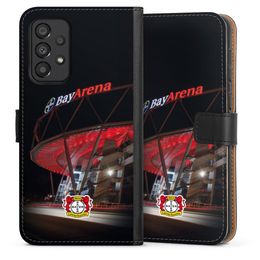 DeinDesign Galaxy A33 5G Handy Klapph&uuml;lle Handyh&uuml;lle aus Kunst Leder schwarz Flip Case Bayer 04 Leverkusen Stadium Official Licensed Product Sideflip mit langer 