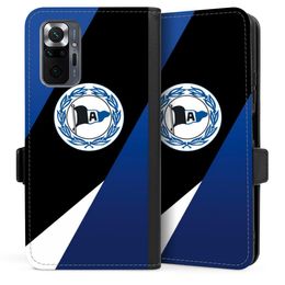 DeinDesign Xiaomi Redmi Note 10 Pro Handy Klapph&uuml;lle Handyh&uuml;lle aus Kunst Leder schwarz Flip Case Dsc Arminia Bielefeld Official Licensed Product Sideflip mit 