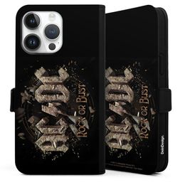 DeinDesign iPhone 14 Pro Max Handy Klapph&uuml;lle Handyh&uuml;lle aus Kunst Leder schwarz Flip Case Rock Or Bust Official Licensed Product Acdc Sideflip mit Lasche