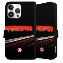 DeinDesign iPhone 14 Pro Max Handy Klapph&uuml;lle Handyh&uuml;lle aus Kunst Leder schwarz Flip Case Fcb Fc Bayern M&uuml;nchen Stadium Sideflip mit Lasche
