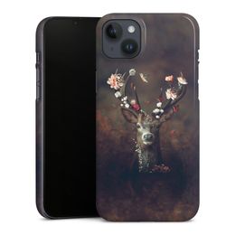 DeinDesign iPhone 14 Plus Handy Premium Case Smartphone Handyh&uuml;lle Schutzh&uuml;lle gl&auml;nzend Reindeer Flowers Rehe Premium Case