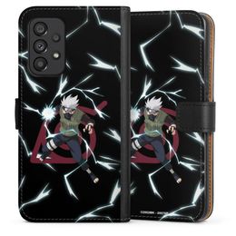DeinDesign Galaxy A53 5G Handy Klapph&uuml;lle Handyh&uuml;lle aus Kunst Leder schwarz Flip Case Kakashi Naruto Shippuden Official Licensed Product Sideflip mit langer 