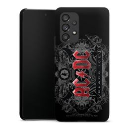 DeinDesign Galaxy A53 5G Handy Premium Case Smartphone Handyh&uuml;lle Schutzh&uuml;lle gl&auml;nzend Black Ice Merchandise Acdc Premium Case