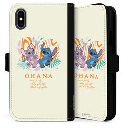 DeinDesign iPhone X Handy Klapph&uuml;lle Handyh&uuml;lle aus Kunst Leder schwarz Flip Case Official Licensed Product Lilo & Stitch Disney Sideflip mit langer Lasche
