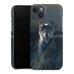 DeinDesign iPhone 14 Plus Handy Premium Case Smartphone Handyh&uuml;lle Schutzh&uuml;lle gl&auml;nzend Wolf Painting Nature Premium Case