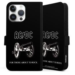 DeinDesign iPhone 14 Pro Max Handy Klapph&uuml;lle Handyh&uuml;lle aus Kunst Leder schwarz Flip Case Music Acdc Merchandise Sideflip mit Lasche