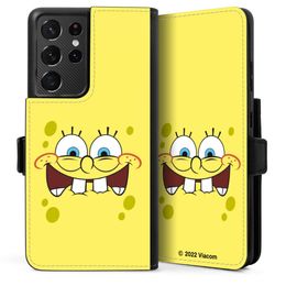 DeinDesign Galaxy S21 Ultra 5G Handy Klapph&uuml;lle Handyh&uuml;lle aus Kunst Leder schwarz Flip Case Official Licensed Product Kindheit Spongebob Sideflip mit Lasche
