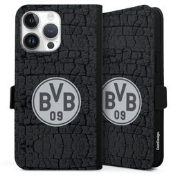 DeinDesign iPhone 14 Pro Max Handy Klapph&uuml;lle Handyh&uuml;lle aus Kunst Leder schwarz Flip Case Jersey Borussia Dortmund Bvb Sideflip mit Lasche