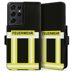 DeinDesign Galaxy S21 Ultra 5G Handy Klapph&uuml;lle Handyh&uuml;lle aus Kunst Leder schwarz Flip Case Fire Fighters Job Fire Fighter Sideflip mit Lasche