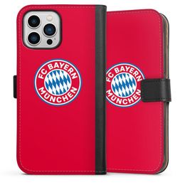 DeinDesign iPhone 13 Pro Max Handy Klapph&uuml;lle Handyh&uuml;lle aus Kunst Leder schwarz Flip Case Fc Bayern M&uuml;nchen Fcb Logo Sideflip mit langer Lasche
