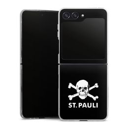 DeinDesign Galaxy Z Flip 5 Handy Hard Case Schutzh&uuml;lle transparent Smartphone Handy H&uuml;lle Official Licensed Product Fc St. Pauli Totenkopf Hard Case