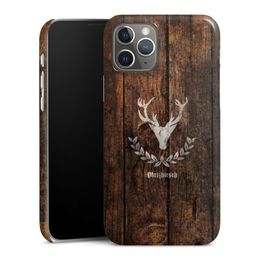 DeinDesign iPhone 12 Pro Handy Premium Case Smartphone Handyh&uuml;lle Schutzh&uuml;lle gl&auml;nzend Wooden Look Deer Wood Premium Case
