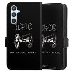 DeinDesign Galaxy A54 5G Handy Klapph&uuml;lle Handyh&uuml;lle aus Kunst Leder schwarz Flip Case Music Acdc Merchandise Sideflip mit Lasche