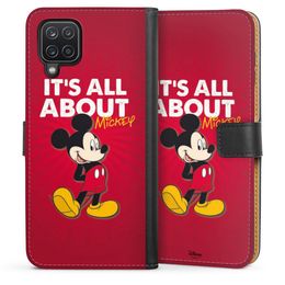 DeinDesign Galaxy A12 Handy Klapph&uuml;lle Handyh&uuml;lle aus Kunst Leder schwarz Flip Case Official Licensed Product Disney Mouse Sideflip mit langer Lasche