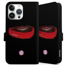 DeinDesign iPhone 14 Pro Max Handy Klapph&uuml;lle Handyh&uuml;lle aus Kunst Leder schwarz Flip Case Fc Bayern M&uuml;nchen Fcb Official Licensed Product Stadium Sideflip mit 