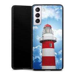 DeinDesign Galaxy S21 FE 5G Handy Hard Case Schutzh&uuml;lle schwarz Smartphone Backcover Lighthouse Cloud Sky Hard Case