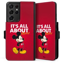DeinDesign Galaxy S21 Ultra 5G Handy Klapph&uuml;lle Handyh&uuml;lle aus Kunst Leder schwarz Flip Case Disney Official Licensed Product Mouse Sideflip mit Lasche