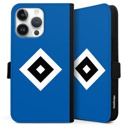 DeinDesign iPhone 14 Pro Max Handy Klapph&uuml;lle Handyh&uuml;lle aus Kunst Leder schwarz Flip Case Logo Hsv Hamburger Sv Sideflip mit Lasche
