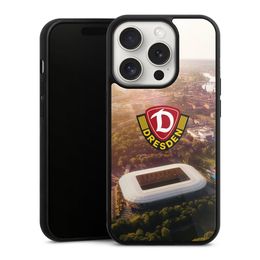 DeinDesign iPhone 15 Pro Handy Gallery Case Handyh&uuml;lle 9H Geh&auml;rtetes Glas R&uuml;ckseite H&uuml;lle Sgd Sg Dynamo Dresden Stadium Gallery Case