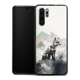 DeinDesign Huawei P30 Pro Handy Silikon H&uuml;lle Case schwarz Handyh&uuml;lle Nature Mountain Fox