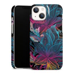 DeinDesign iPhone 13 Mini Handy Premium Case Smartphone Handyh&uuml;lle Schutzh&uuml;lle gl&auml;nzend Colourful Flowers Neon Premium Case