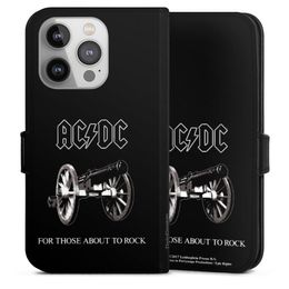 DeinDesign iPhone 14 Pro Handy Klapph&uuml;lle Handyh&uuml;lle aus Kunst Leder schwarz Flip Case Music Acdc Merchandise Sideflip mit langer Lasche