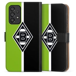 DeinDesign Galaxy A33 5G Handy Klapph&uuml;lle Handyh&uuml;lle aus Kunst Leder schwarz Flip Case Gladbach Bundesliga Borussia M&ouml;nchengladbach Sideflip mit langer Lasche