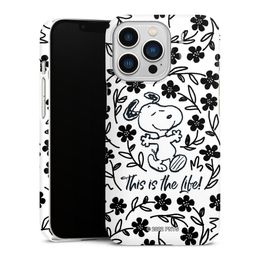 DeinDesign iPhone 13 Pro Handy Premium Case Smartphone Handyh&uuml;lle Schutzh&uuml;lle gl&auml;nzend Peanuts Flowers Snoopy Premium Case