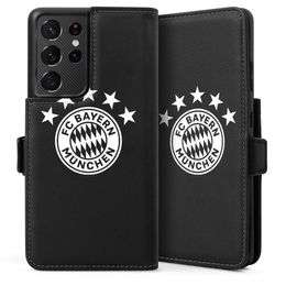 DeinDesign Galaxy S21 Ultra 5G Handy Klapph&uuml;lle Handyh&uuml;lle aus Kunst Leder schwarz Flip Case Fcb Transparent Fc Bayern M&uuml;nchen Sideflip mit Lasche