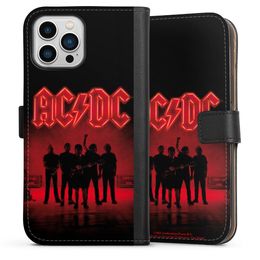 DeinDesign iPhone 13 Pro Max Handy Klapph&uuml;lle Handyh&uuml;lle aus Kunst Leder schwarz Flip Case Band Acdc Official Licensed Product Sideflip mit langer Lasche