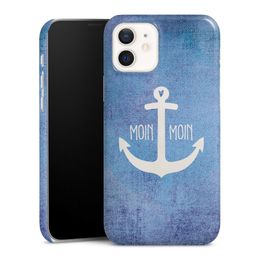 DeinDesign iPhone 12 Handy Premium Case Smartphone Handyh&uuml;lle Schutzh&uuml;lle gl&auml;nzend Anchor Maritim Blue Premium Case