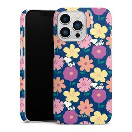 DeinDesign iPhone 13 Pro Handy Premium Case Smartphone Handyh&uuml;lle Schutzh&uuml;lle gl&auml;nzend Muster Snoopy Flowers Premium Case