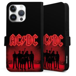 DeinDesign iPhone 14 Pro Max Handy Klapph&uuml;lle Handyh&uuml;lle aus Kunst Leder schwarz Flip Case Band Acdc Official Licensed Product Sideflip mit Lasche