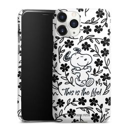 DeinDesign iPhone 11 Pro Handy Premium Case Smartphone Handyh&uuml;lle Schutzh&uuml;lle gl&auml;nzend Peanuts Flowers Snoopy Premium Case