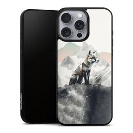DeinDesign iPhone 16 Pro Max Handy Slim Case extra d&uuml;nn Silikon Handyh&uuml;lle schwarz H&uuml;lle Nature Mountain Fox Silikon Slim Case