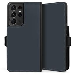 DeinDesign Galaxy S21 Ultra 5G Handy Klapph&uuml;lle Handyh&uuml;lle aus Kunst Leder schwarz Flip Case Anthracite Grey Unicoloured Sideflip mit Lasche