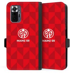 DeinDesign Xiaomi Redmi Note 10 Pro Handy Klapph&uuml;lle Handyh&uuml;lle aus Kunst Leder schwarz Flip Case Mainz 05 Merchandise Official Licensed Product Sideflip mit 